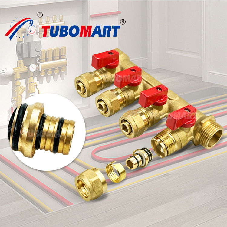 Threaded Connection Brass PEX Manifold 3/4 Inch 1 Inch Pex Hot Water ...